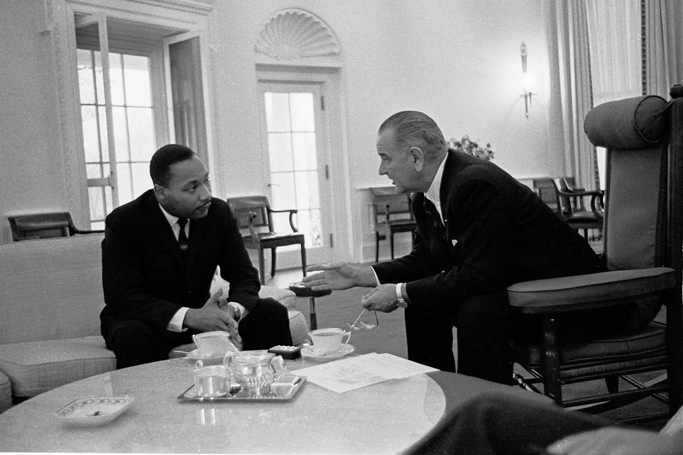 Photo - LBJ and Martin Luther King, Jr. in oval office - LBJ Library