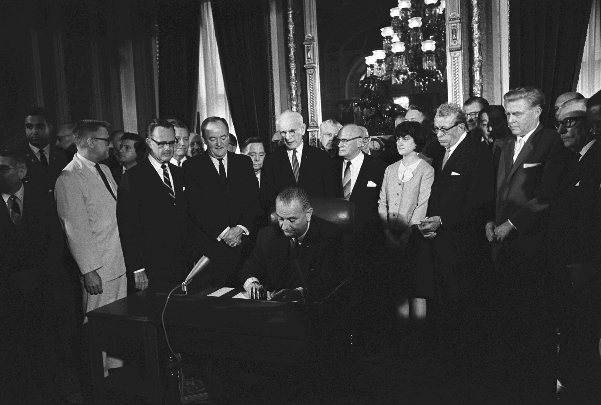Photo - Signing of the Voting Rights Act - LBJ Library