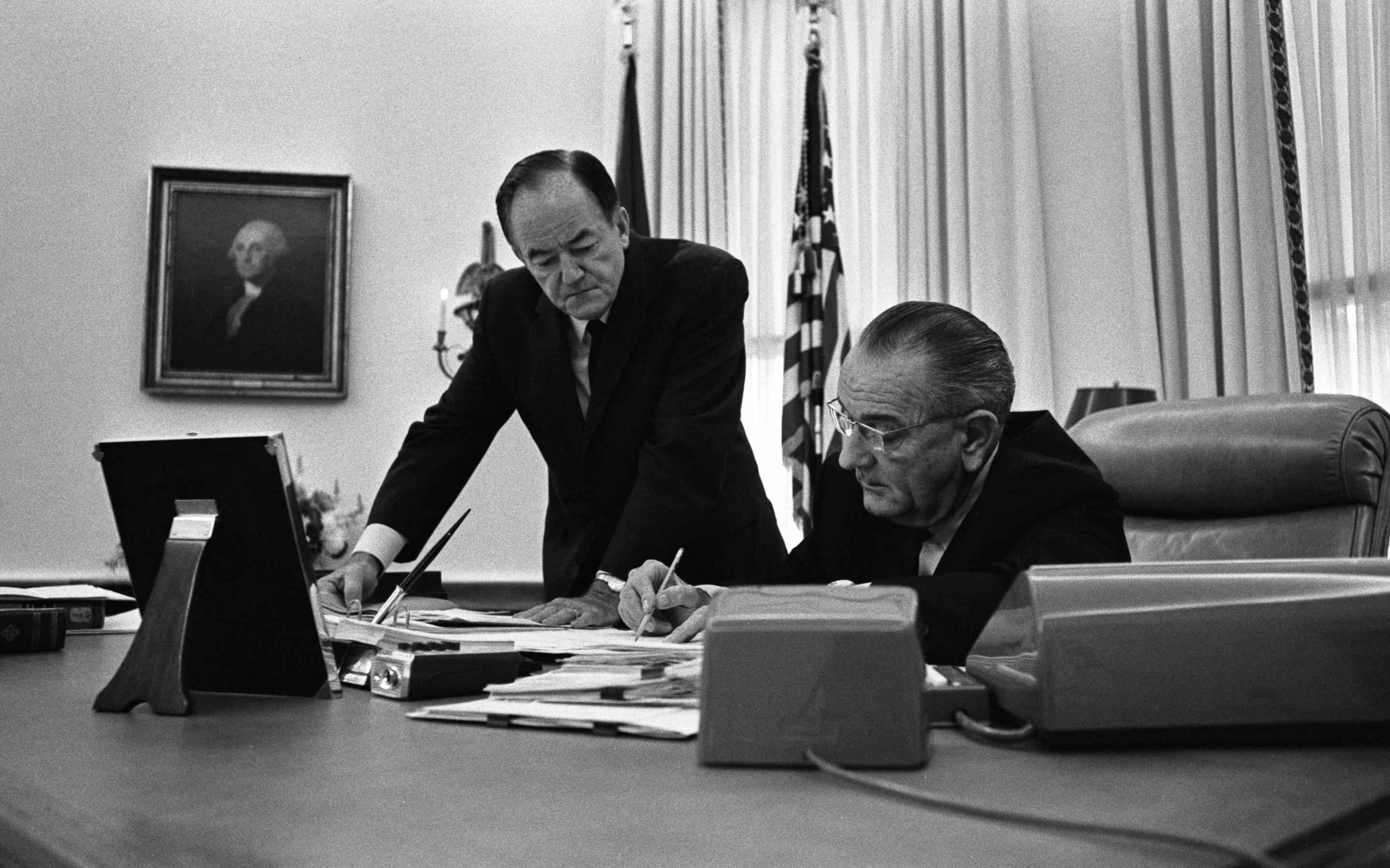 Photo - Vice President Hubert H. Humphrey and President Johnson in the ...