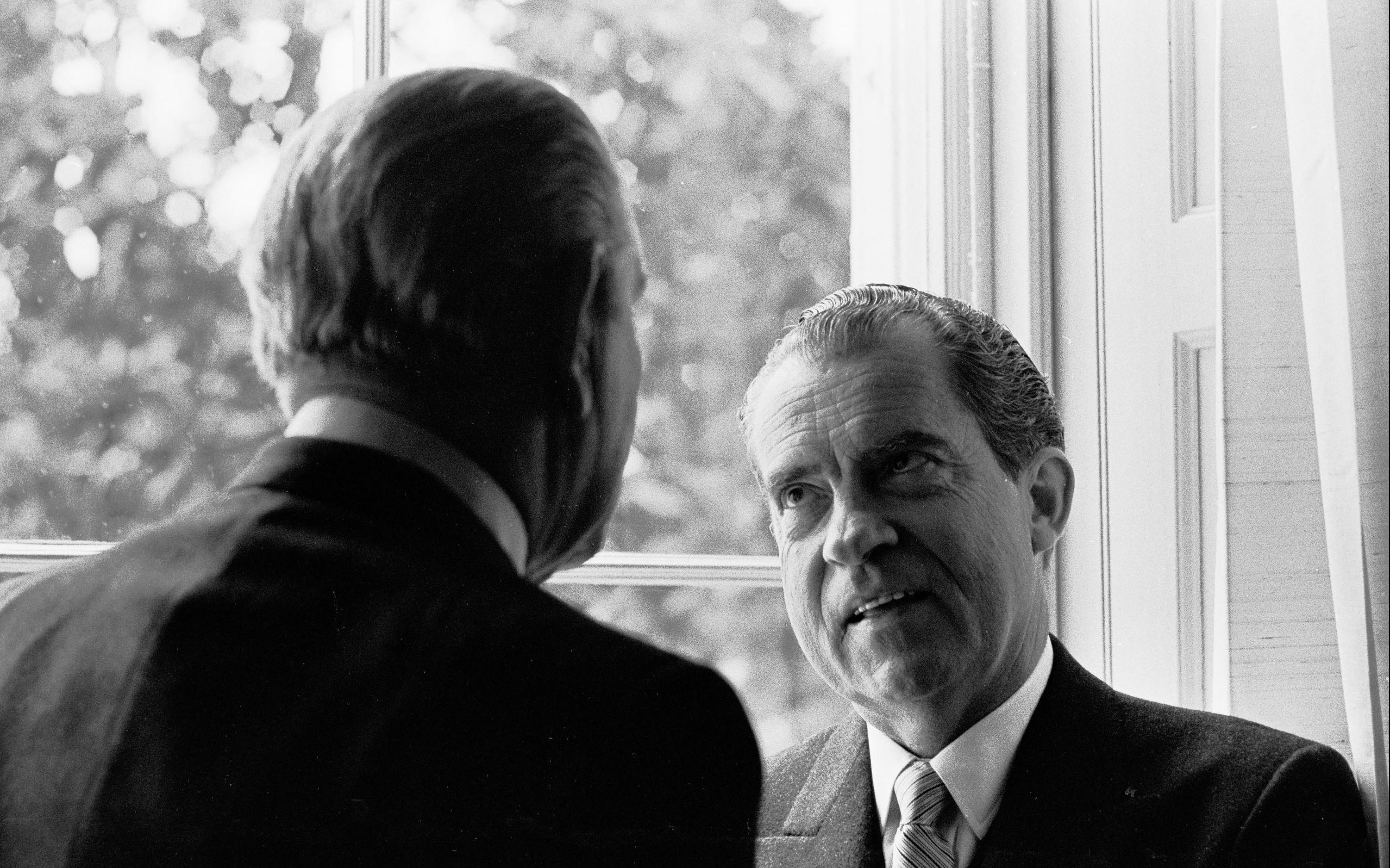 Photo - President Lyndon B. Johnson and Richard Nixon in the White ...