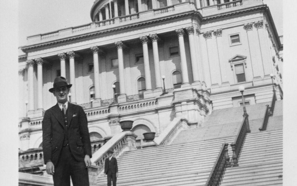 Photo - LBJ on the steps of the U.S. Capitol - LBJ Library