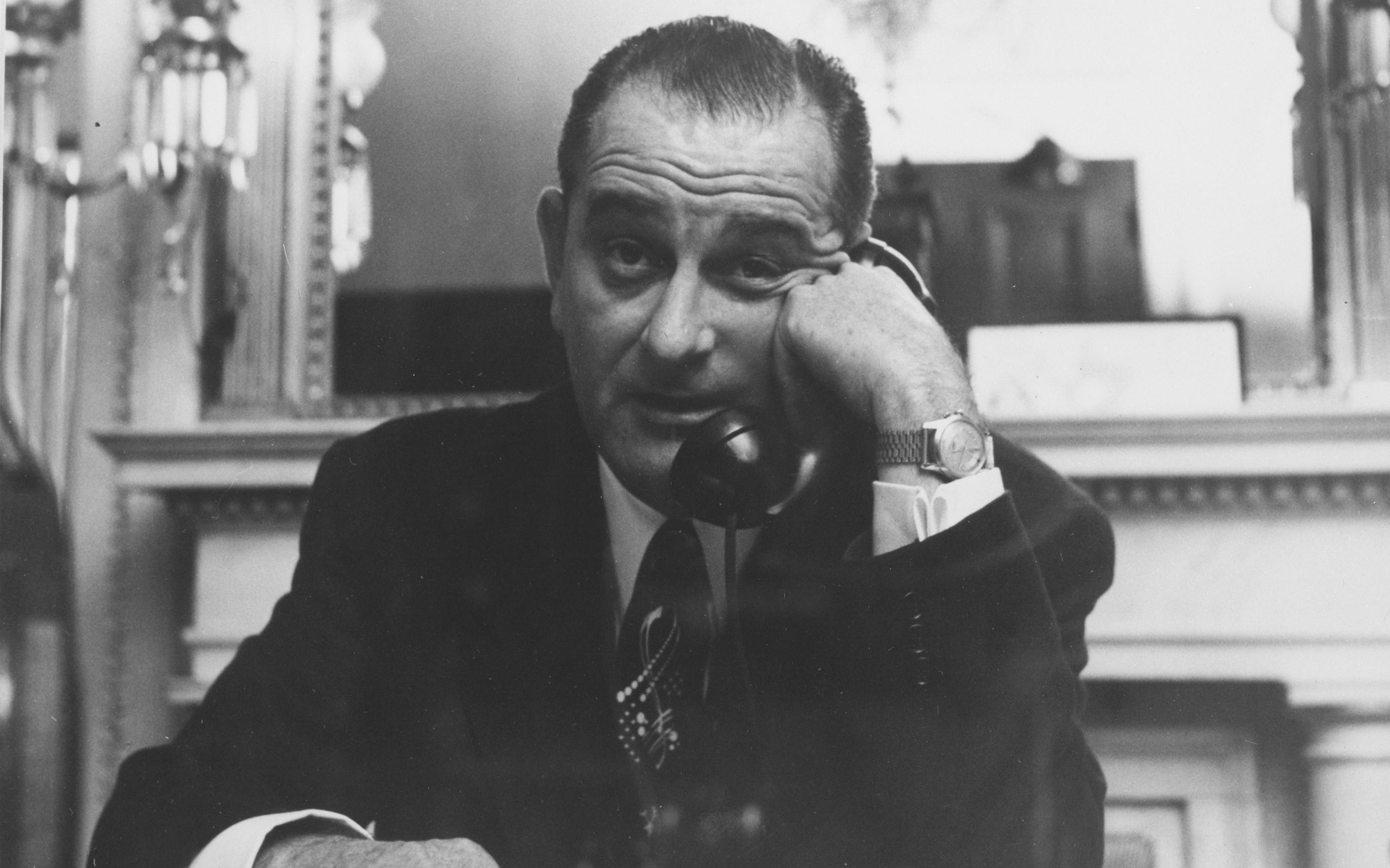 Photo - LBJ in his U.S. Senate office - LBJ Library