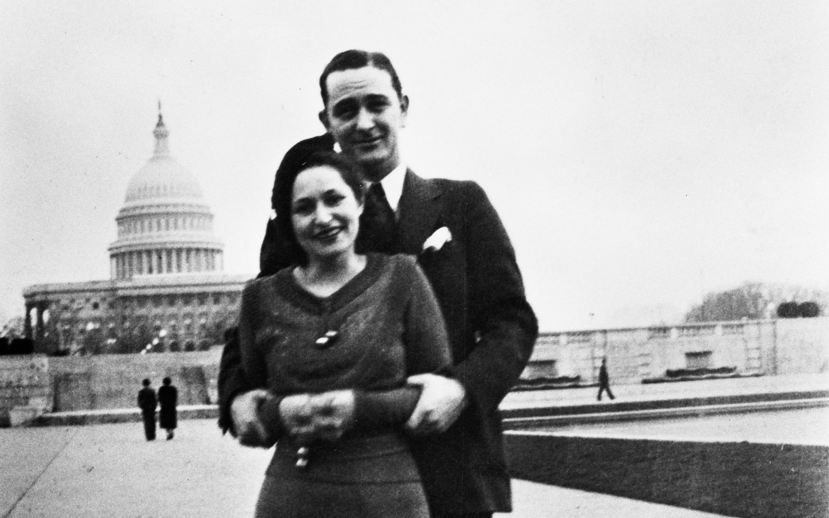 Photo - Lady Bird and Lyndon B. Johnson outside the Capitol - LBJ Library