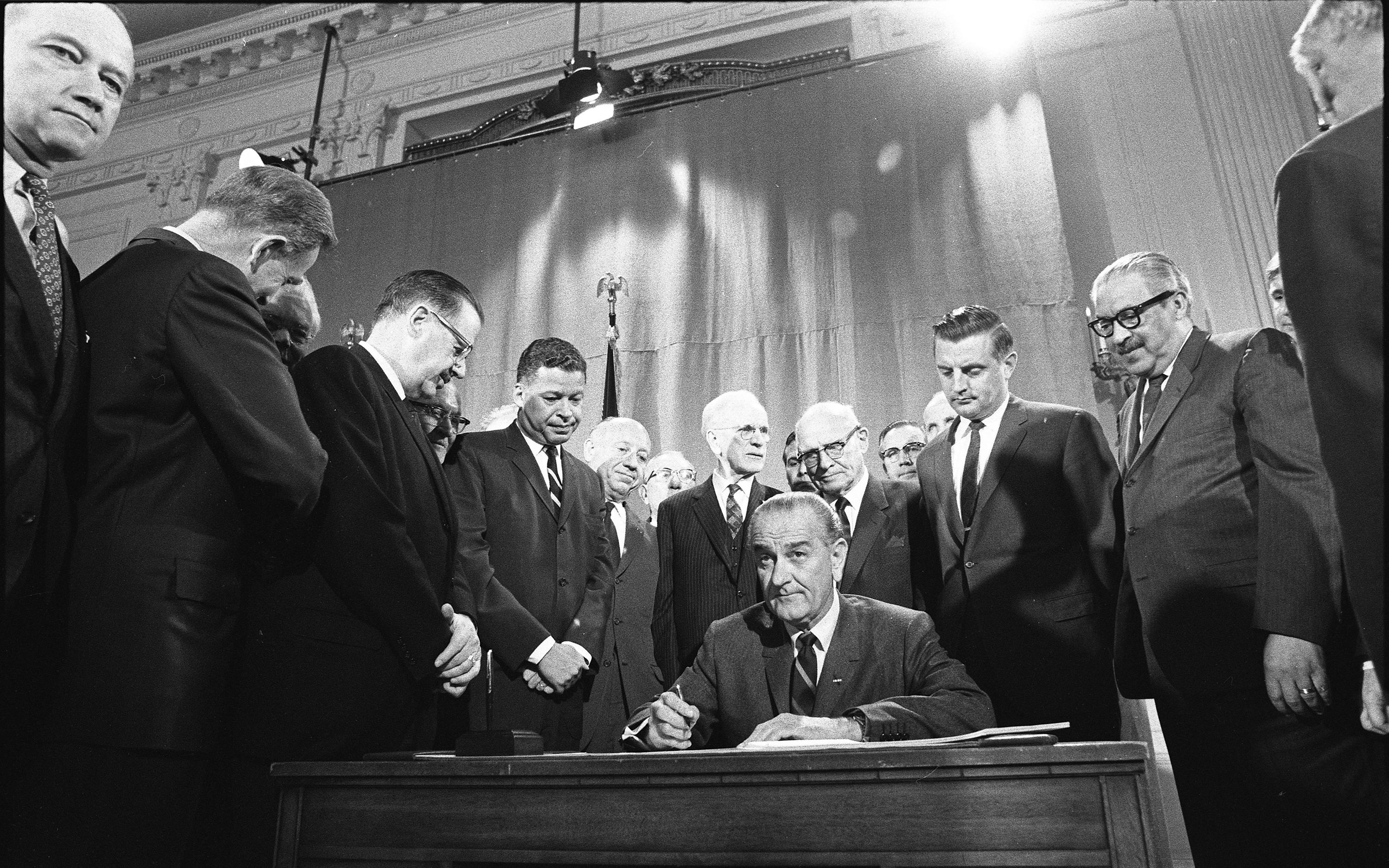 Photo - Signing Ceremony - Civil Rights Act of 1968 - LBJ Library